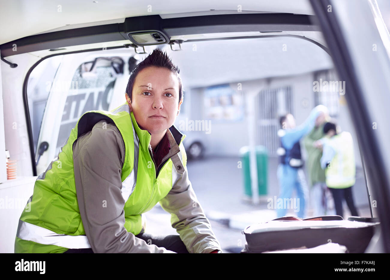 Portrait confident rescue worker in ambulance Stock Photo - Alamy