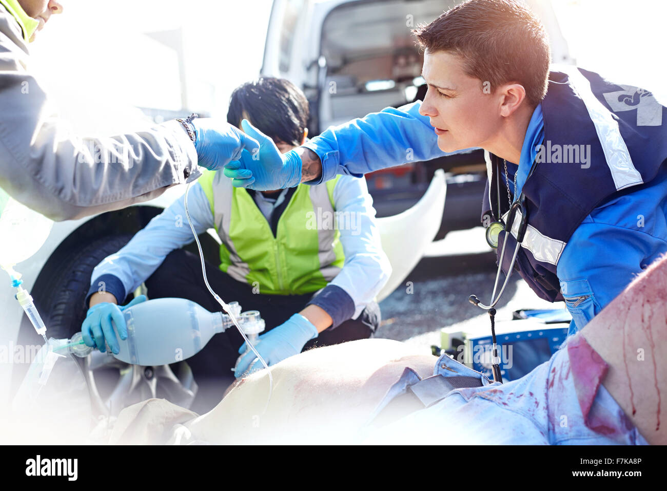 Rescue workers manual resuscitator over hi-res stock photography and ...