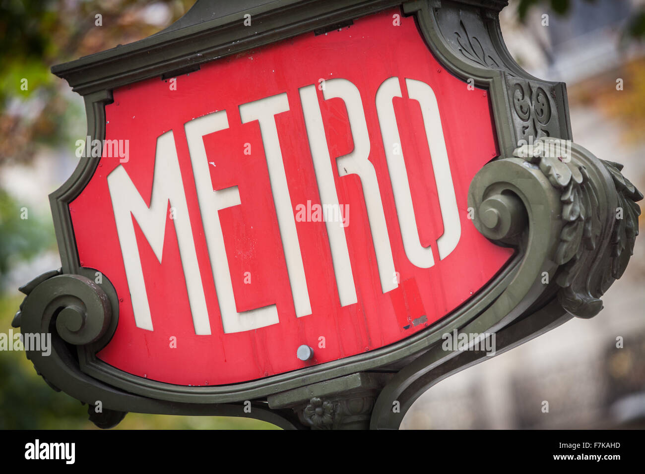 Color image of a metro sign in Paris, France Stock Photo - Alamy