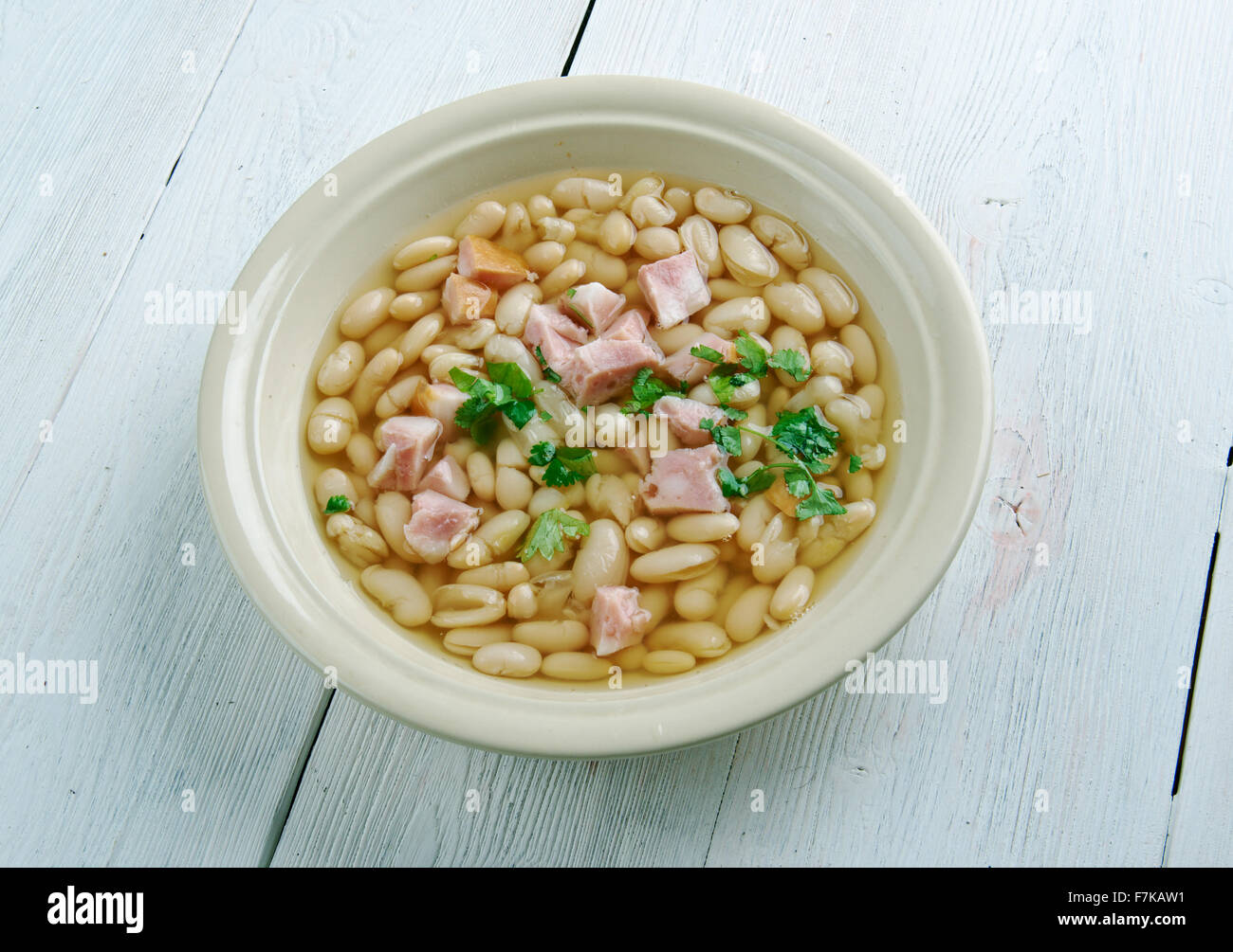 Senate bean soup - soup made with navy beans, ham hocks, and onion ...
