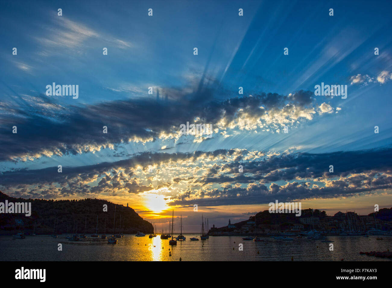 Port De soller Majorca sunset Stock Photo - Alamy