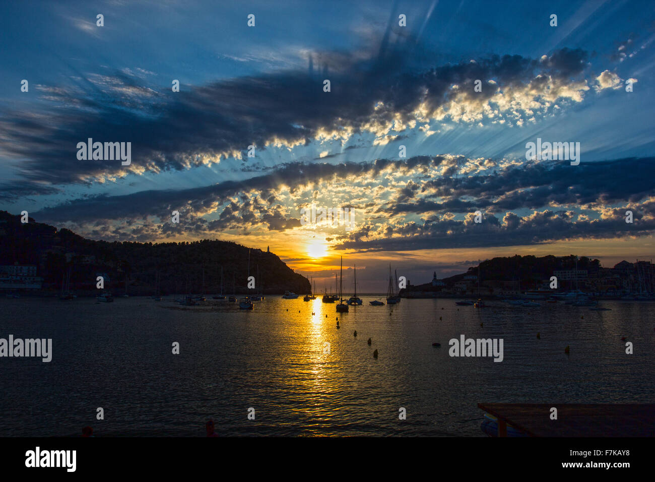 Port De soller Majorca sunset Stock Photo - Alamy
