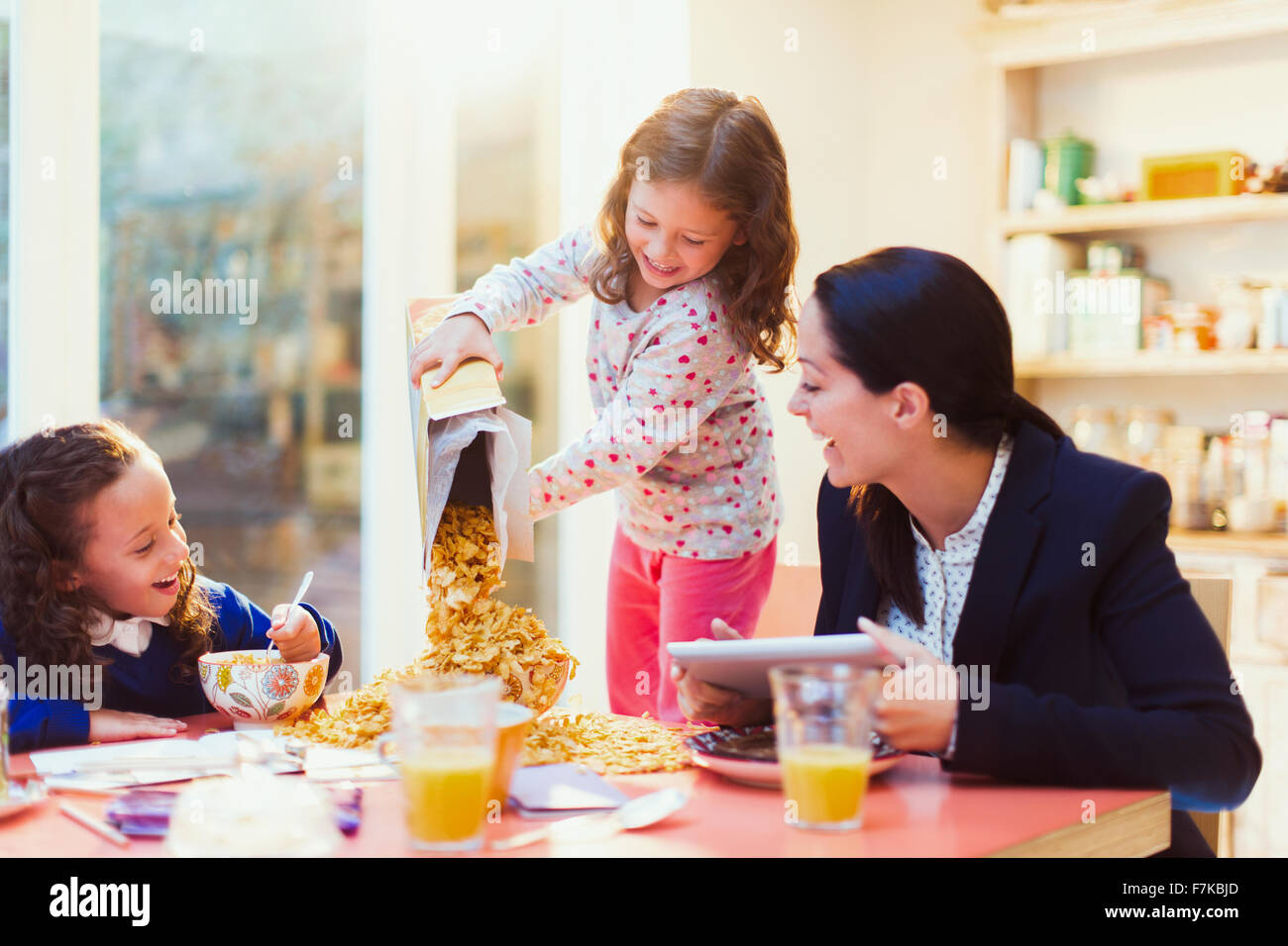 Family Eating Breakfast Cereal