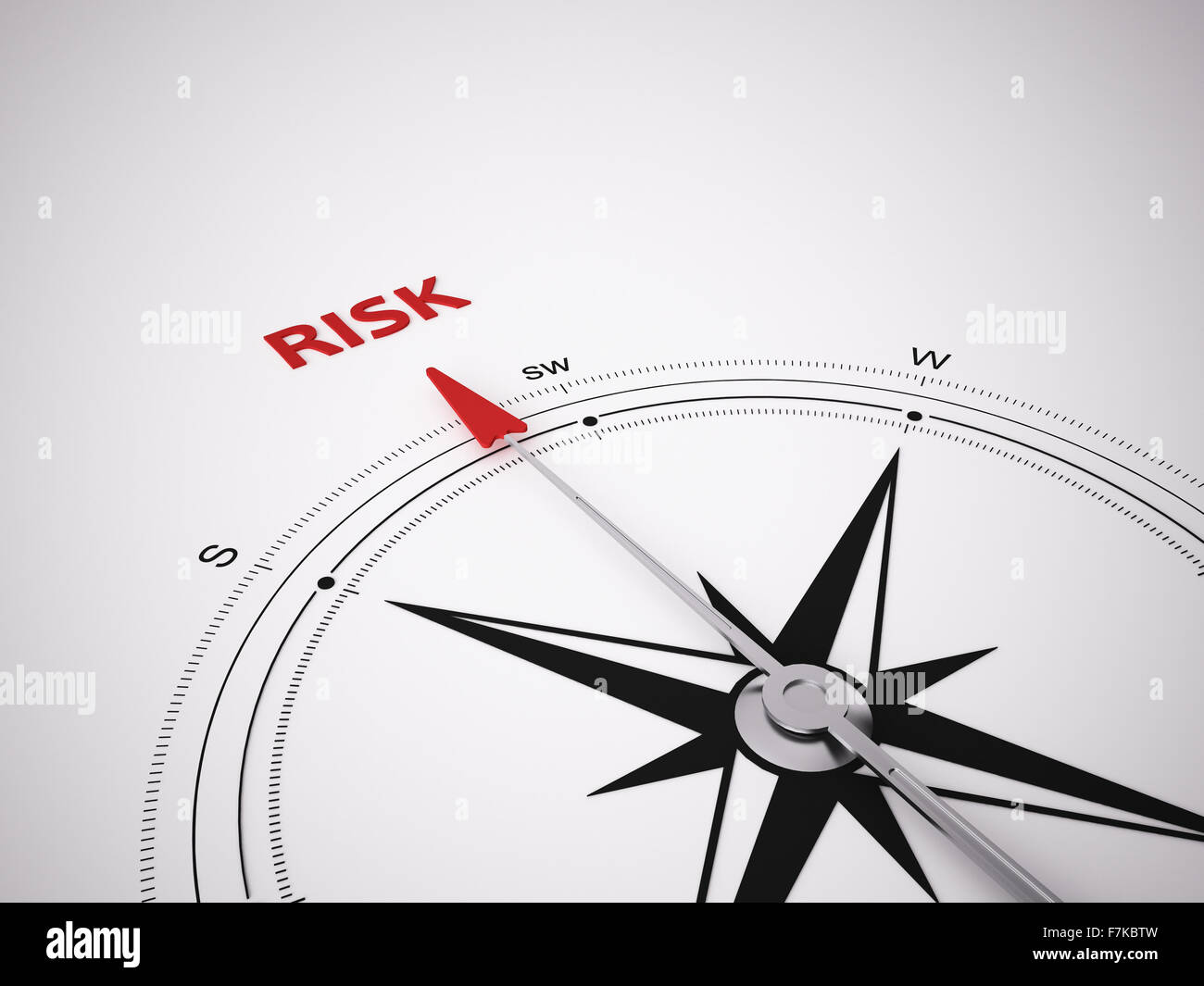 Conceptual 3D render image with a frameless Compass focus on the word ...