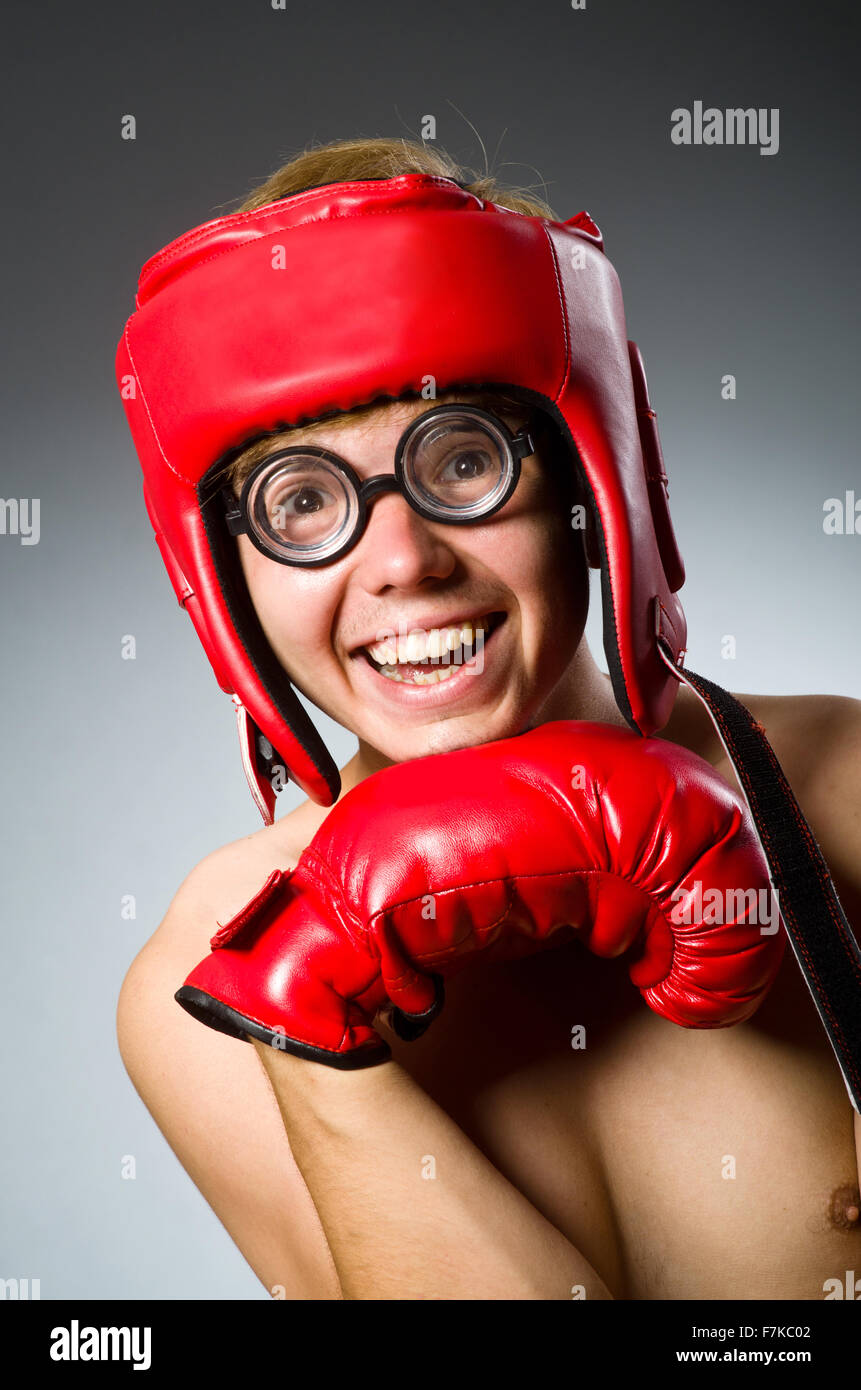 Funny boxer against dark background Stock Photo - Alamy