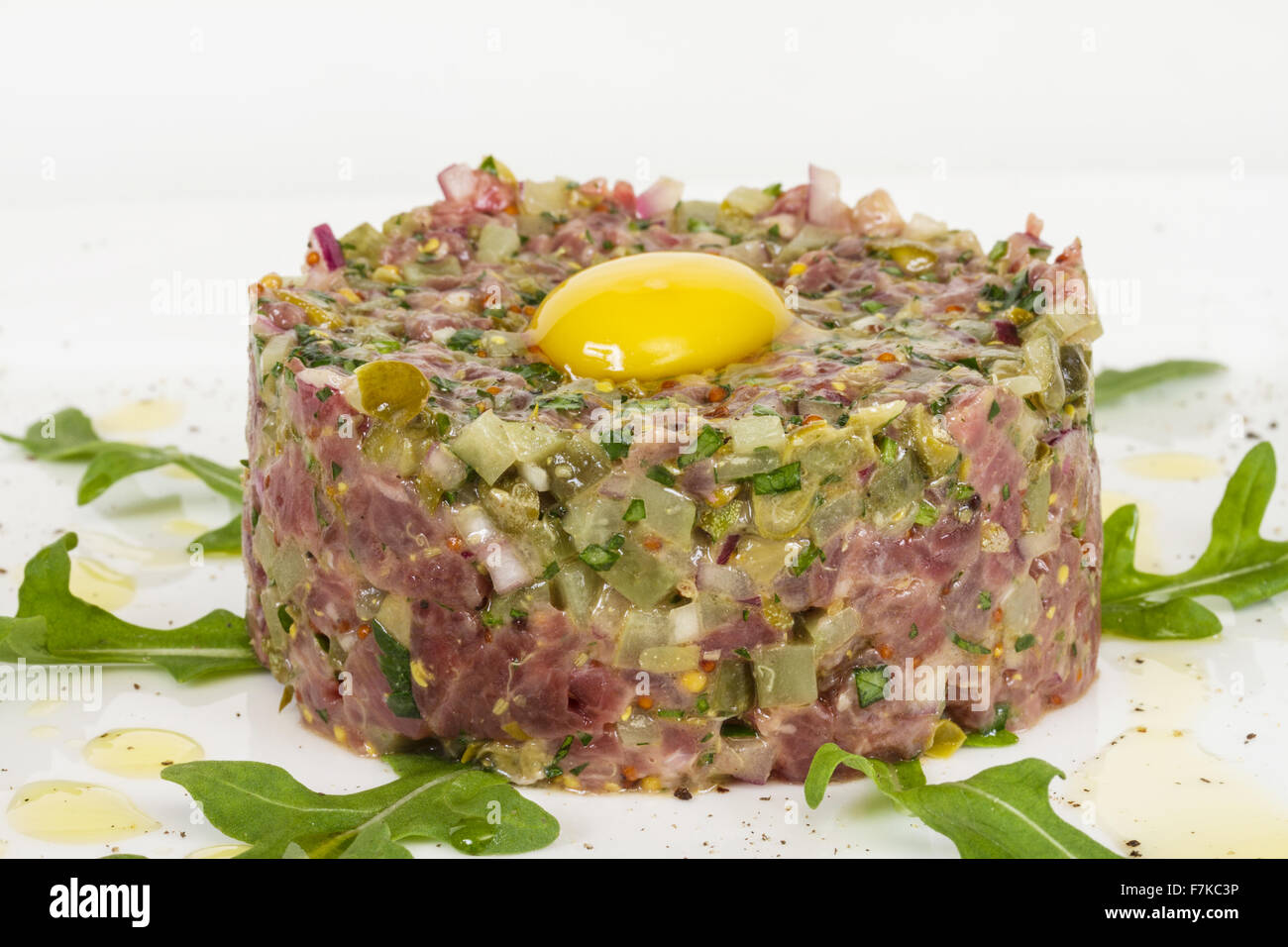 steak tartare with egg Stock Photo - Alamy