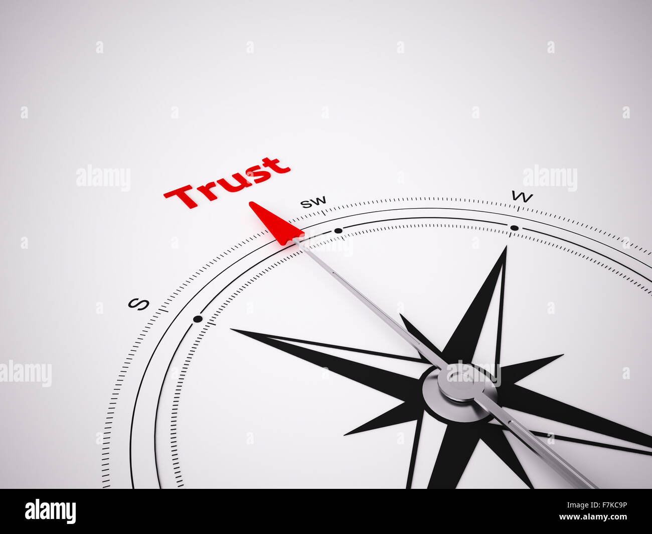 Conceptual 3D render image with a frameless Compass focus on the word ...