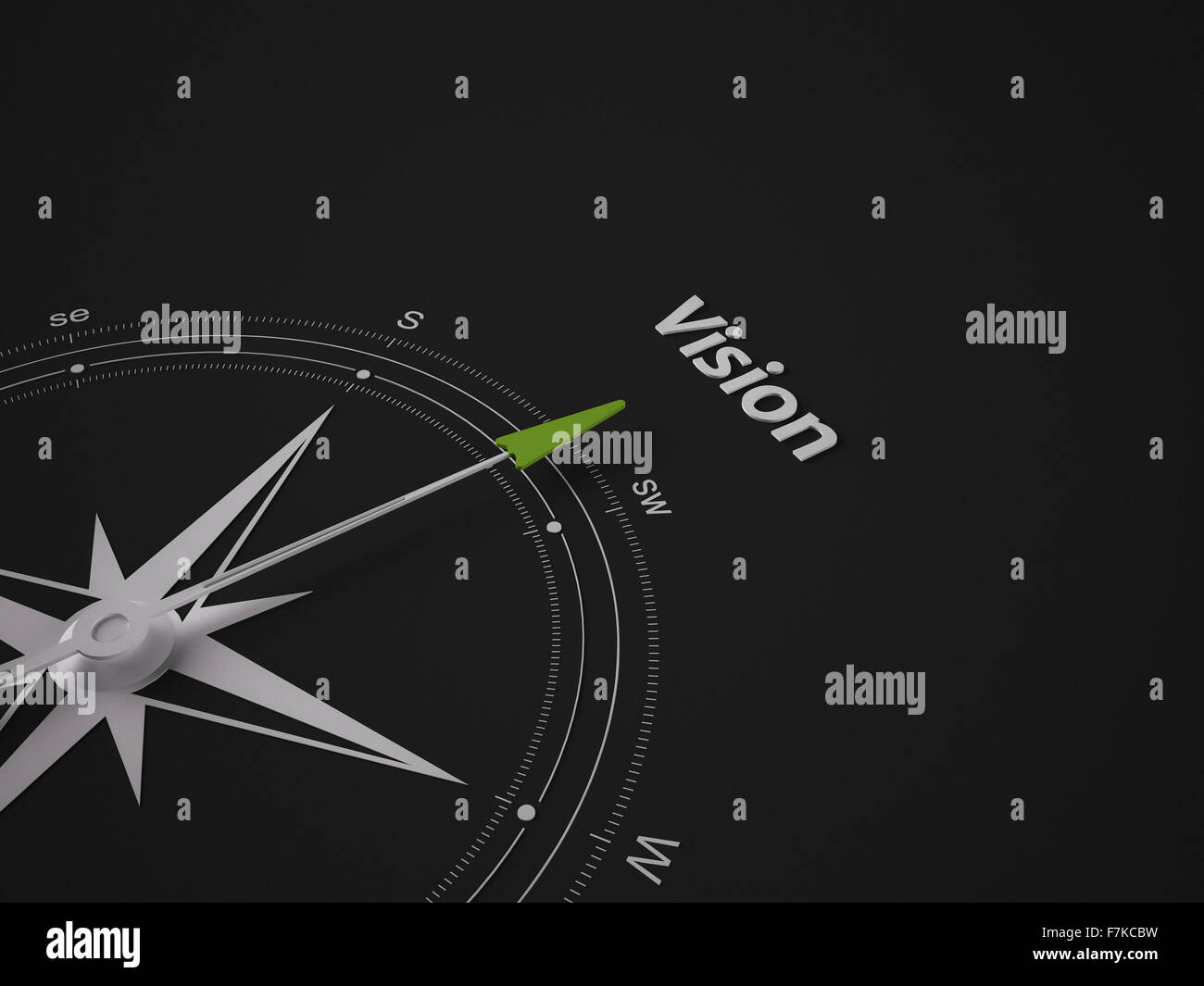 Conceptual 3D render image with a frameless Compass focus on the word ...