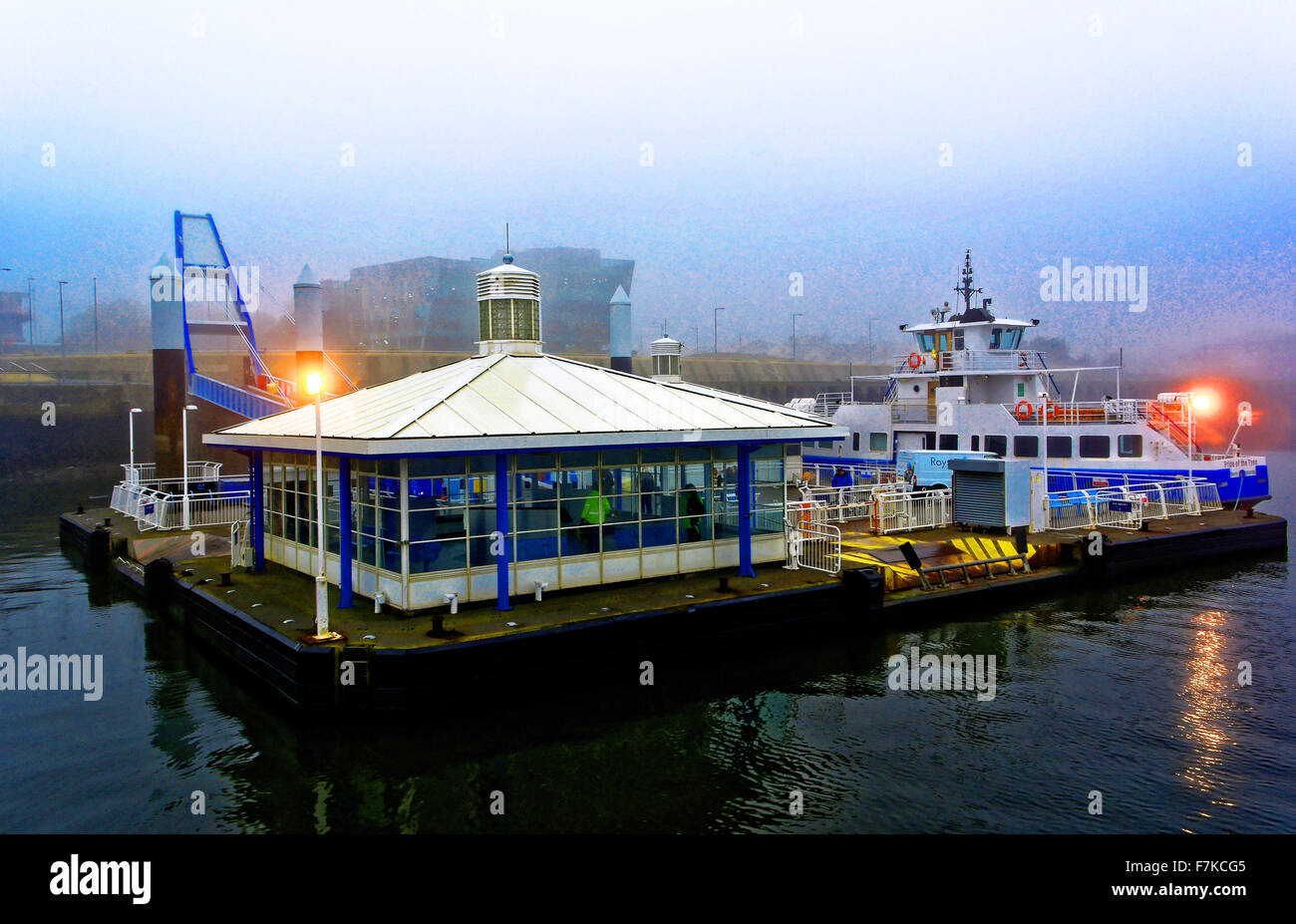 South Shields ferry boat landing in fog and standby ferry Pride of the ...