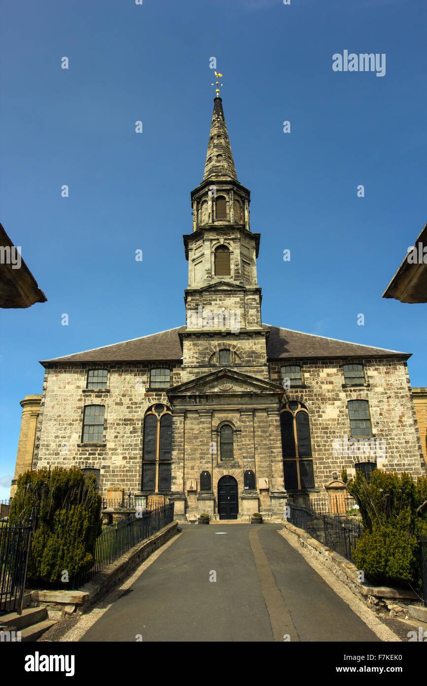 Inveresk church steeple against blue sky Stock Photo - Alamy