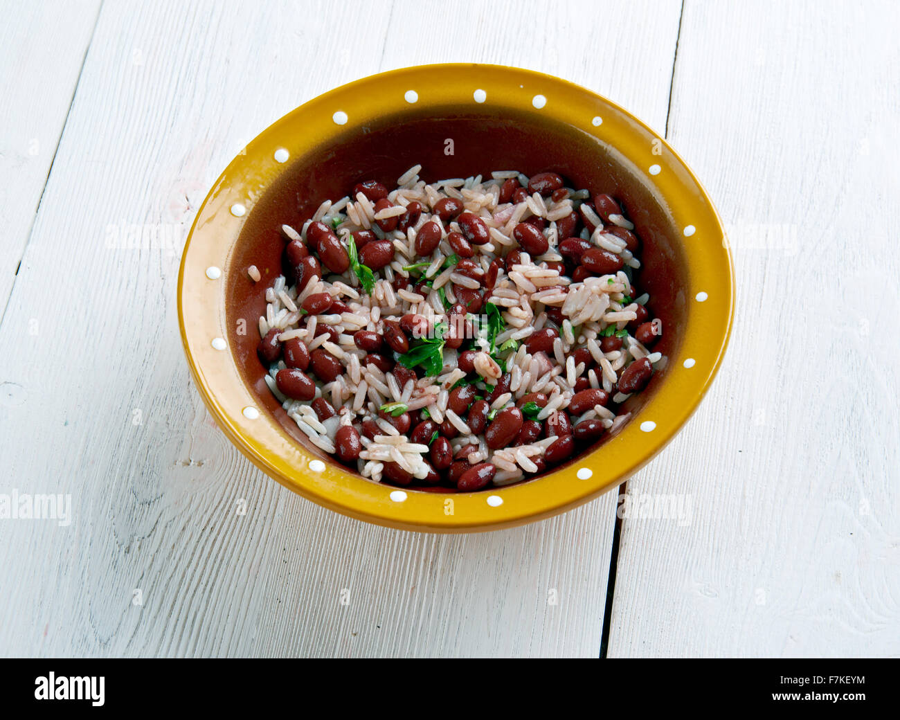 Moros y Cristianos - famous Cuban dish.version of rice and beans Stock ...