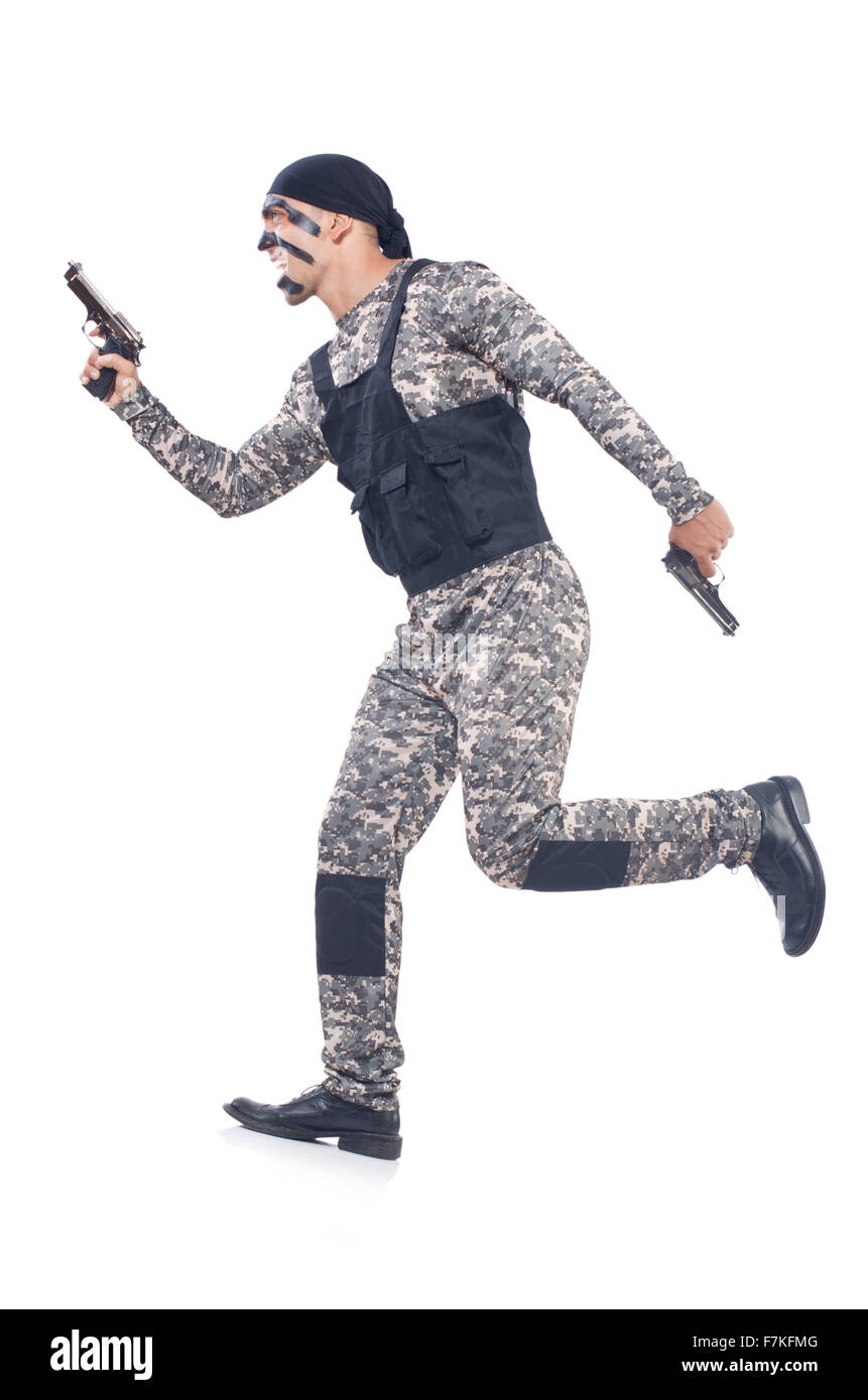 Soldier isolated on the white background Stock Photo - Alamy