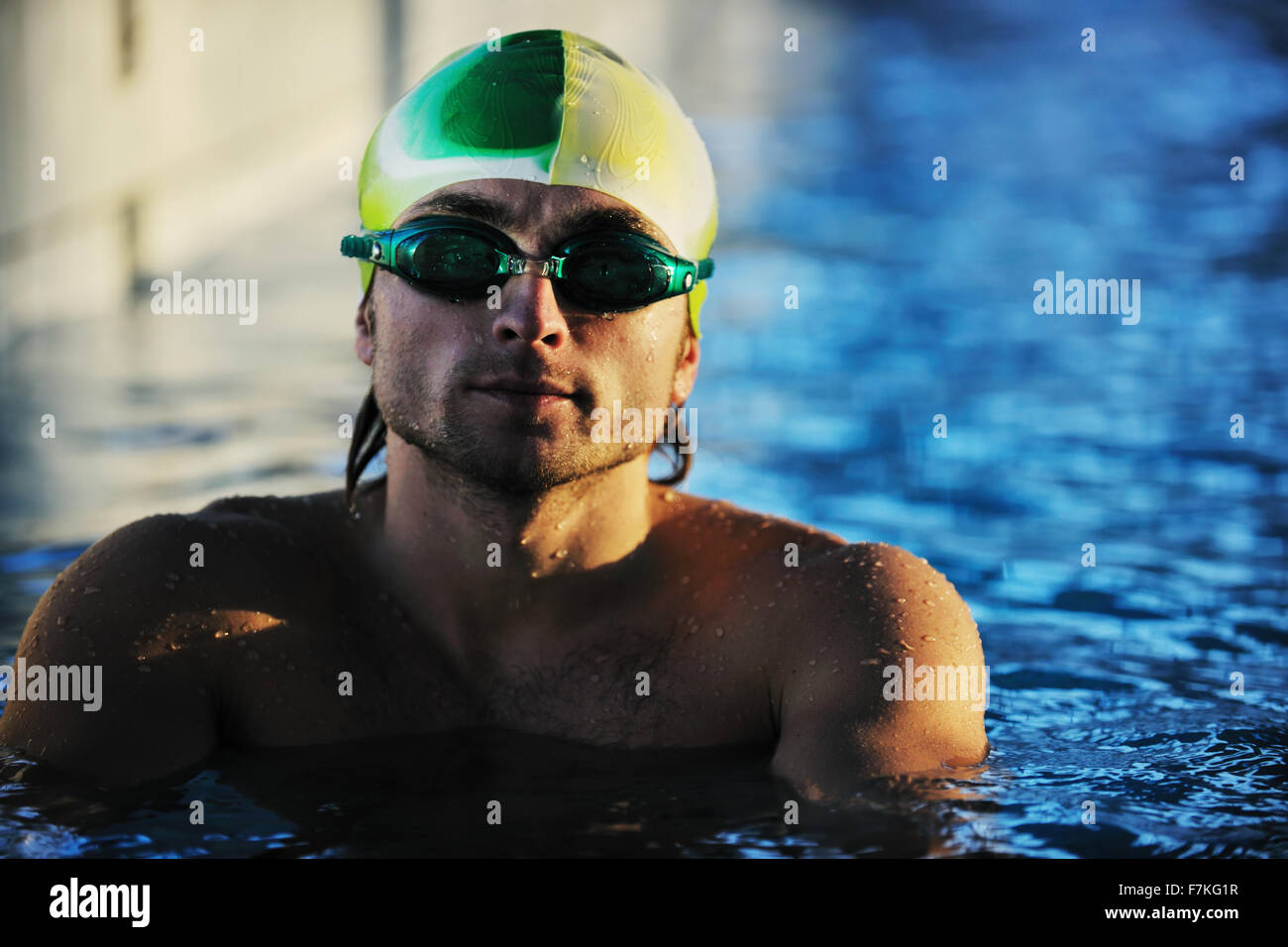 health and fitness lifestyle concept with young athlete swimmer ...