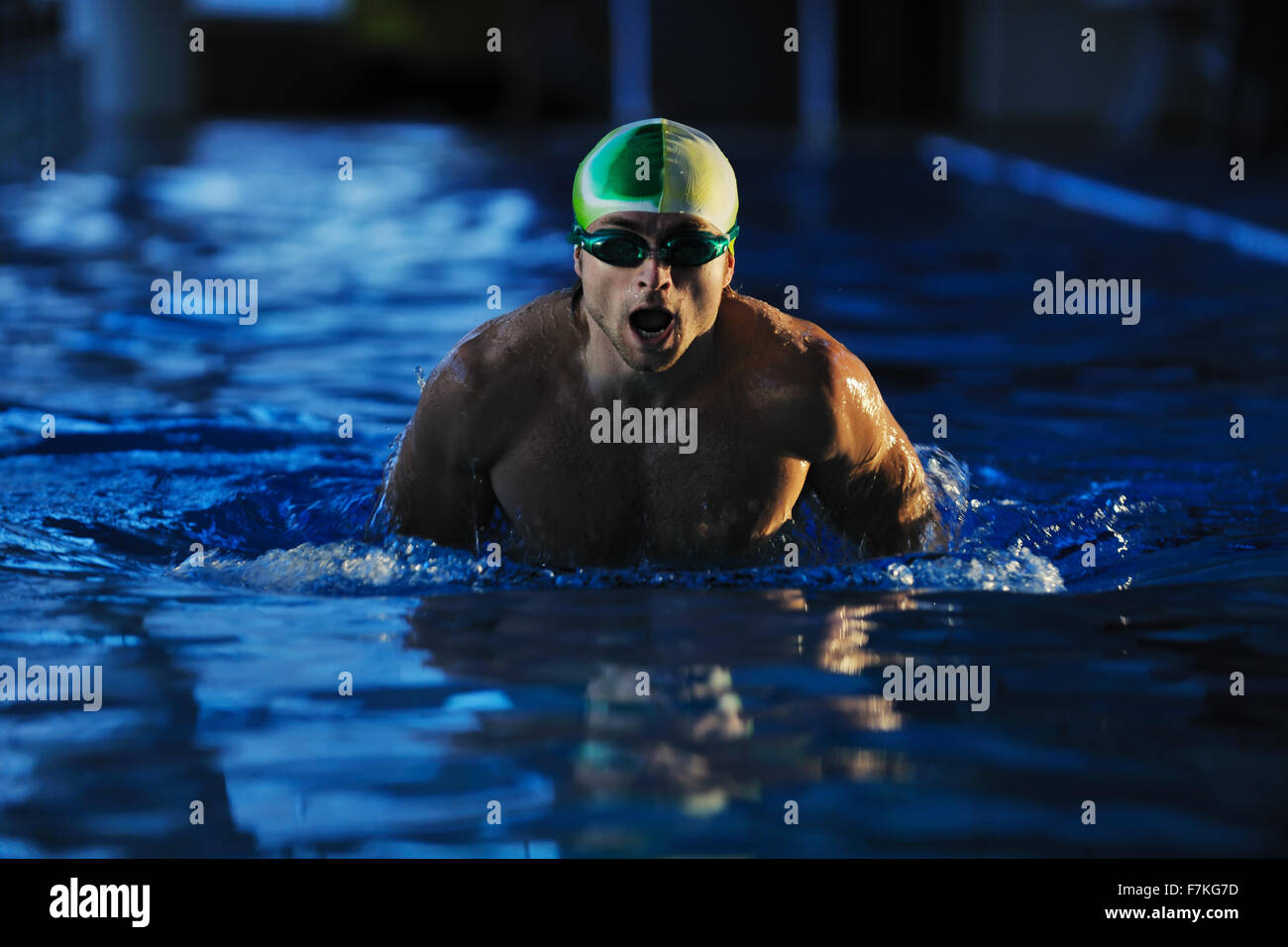 health and fitness lifestyle concept with young athlete swimmer ...