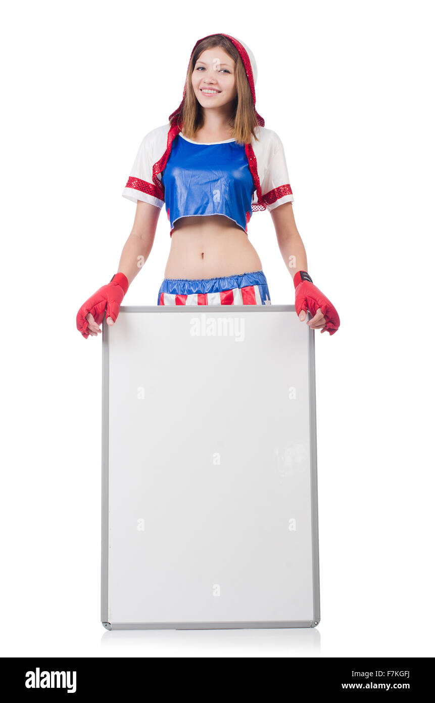 Woman boxer in uniform with US symbols Stock Photo - Alamy
