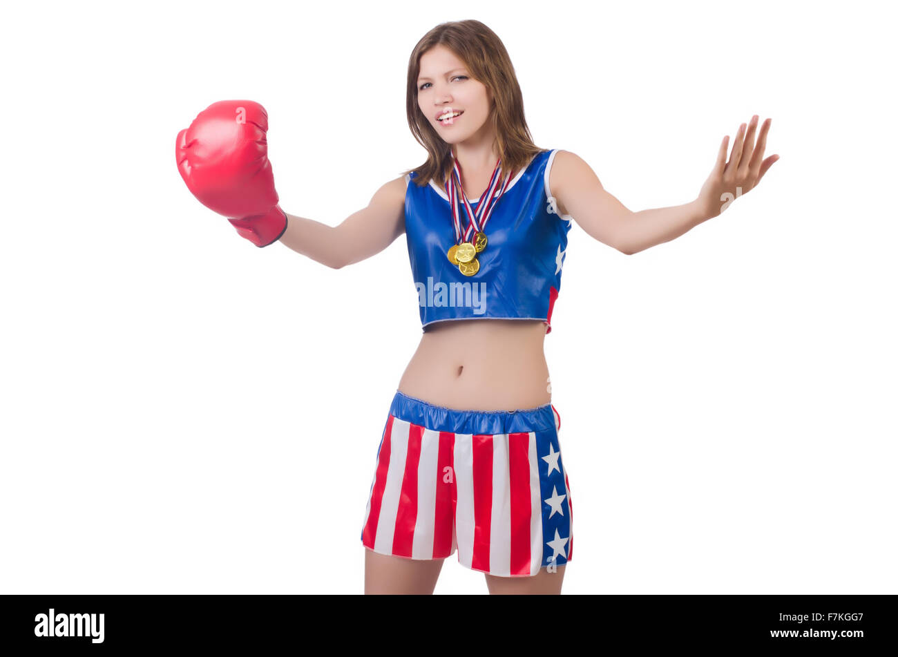 Woman boxer in uniform with US symbols Stock Photo - Alamy