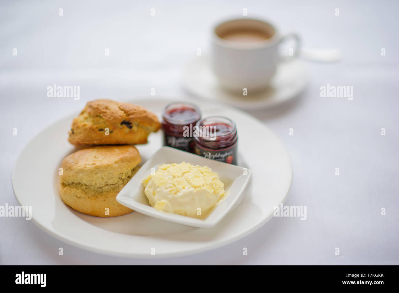 Tea and cakes on a plate Stock Photo - Alamy