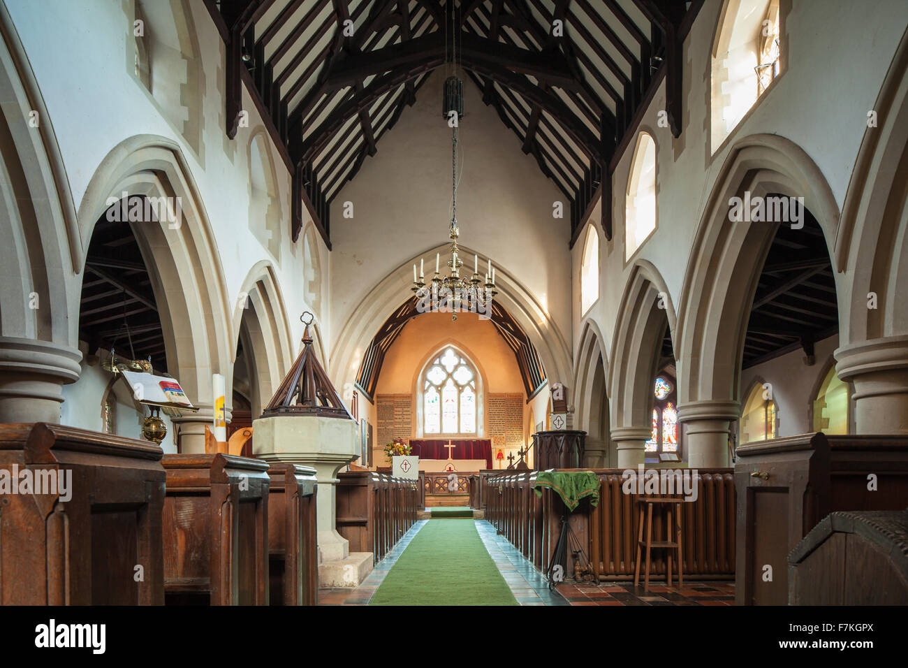 Interior of St Mary Magdalene church in Rusper, West Sussex Stock Photo ...