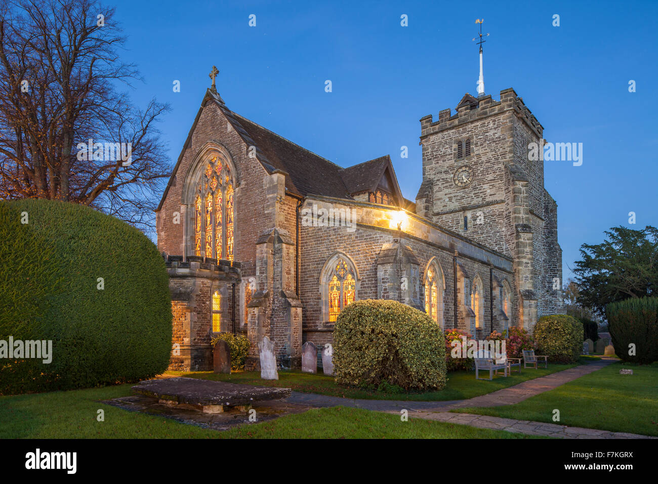 Evening at St Margaret's church in Warnham village in West Sussex Stock ...