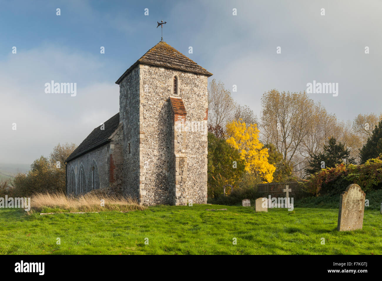 Saxon church of St Botolph's in Botolphs near Steyning, West Sussex ...