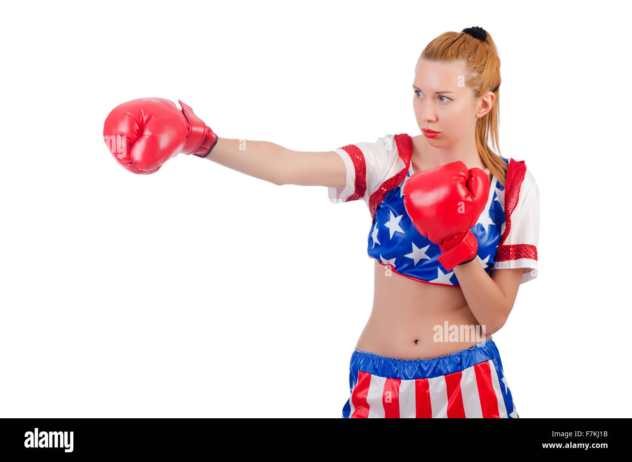 Woman boxer isolated on white Stock Photo - Alamy