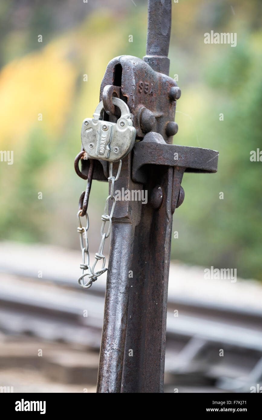 Rail switch, Durango & Silverton Narrow Gauge Railroad, Colorado Stock ...