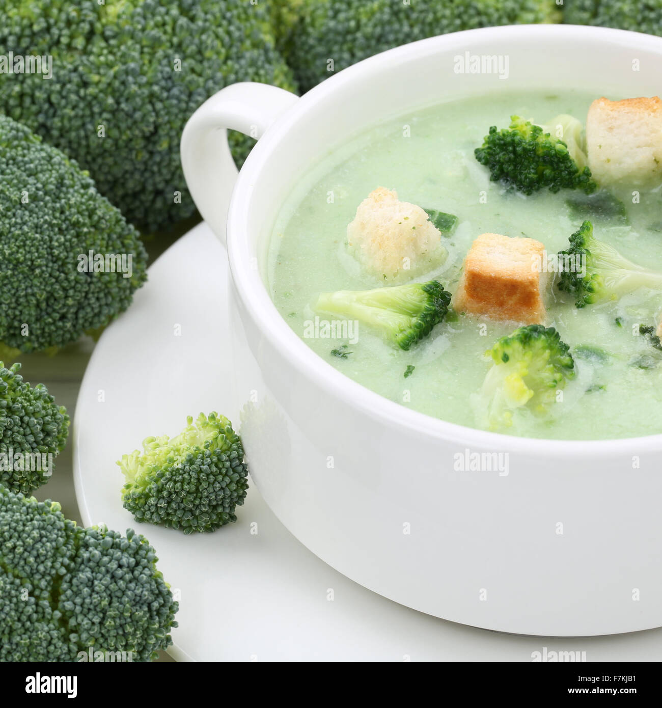 Fresh broccoli soup meal in a cup closeup healthy eating Stock Photo ...