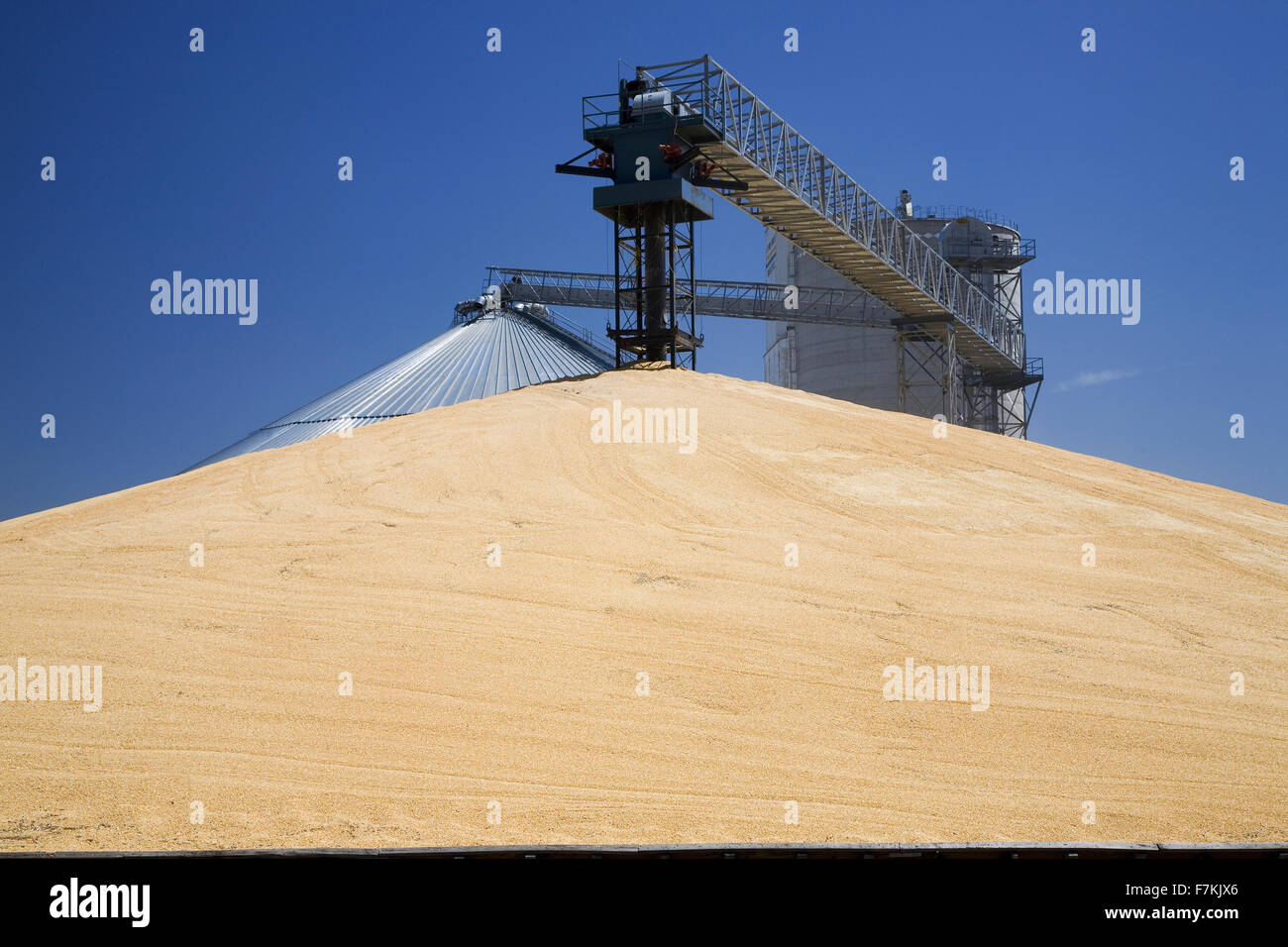 A pyramid of corn grain near railroad station in North Platte, Nebraska ...