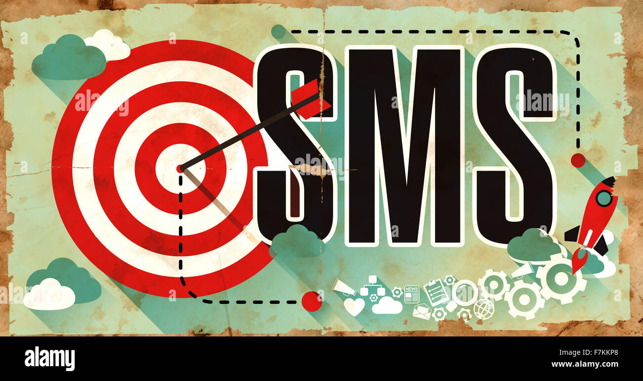 SMS Word on Grunge Poster Stock Photo - Alamy