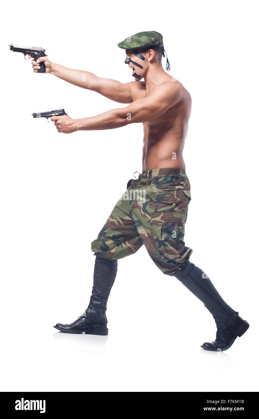Soldier isolated on the white background Stock Photo - Alamy