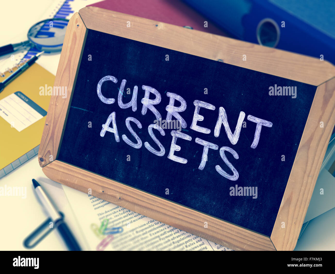 Current Assets - Chalkboard with Hand Drawn Text Stock Photo - Alamy