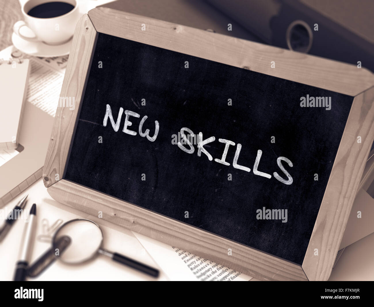New Skills - Chalkboard with Hand Drawn Text Stock Photo - Alamy