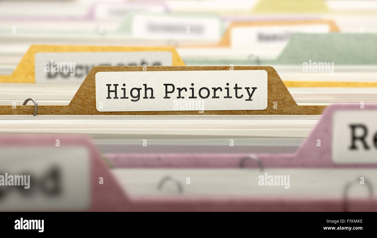 High Priority Concept on File Label Stock Photo - Alamy