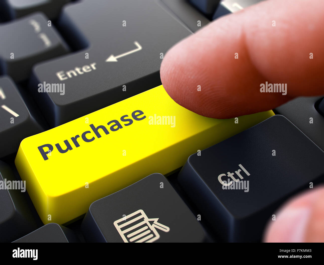Purchase Concept. Person Click Keyboard Button Stock Photo - Alamy
