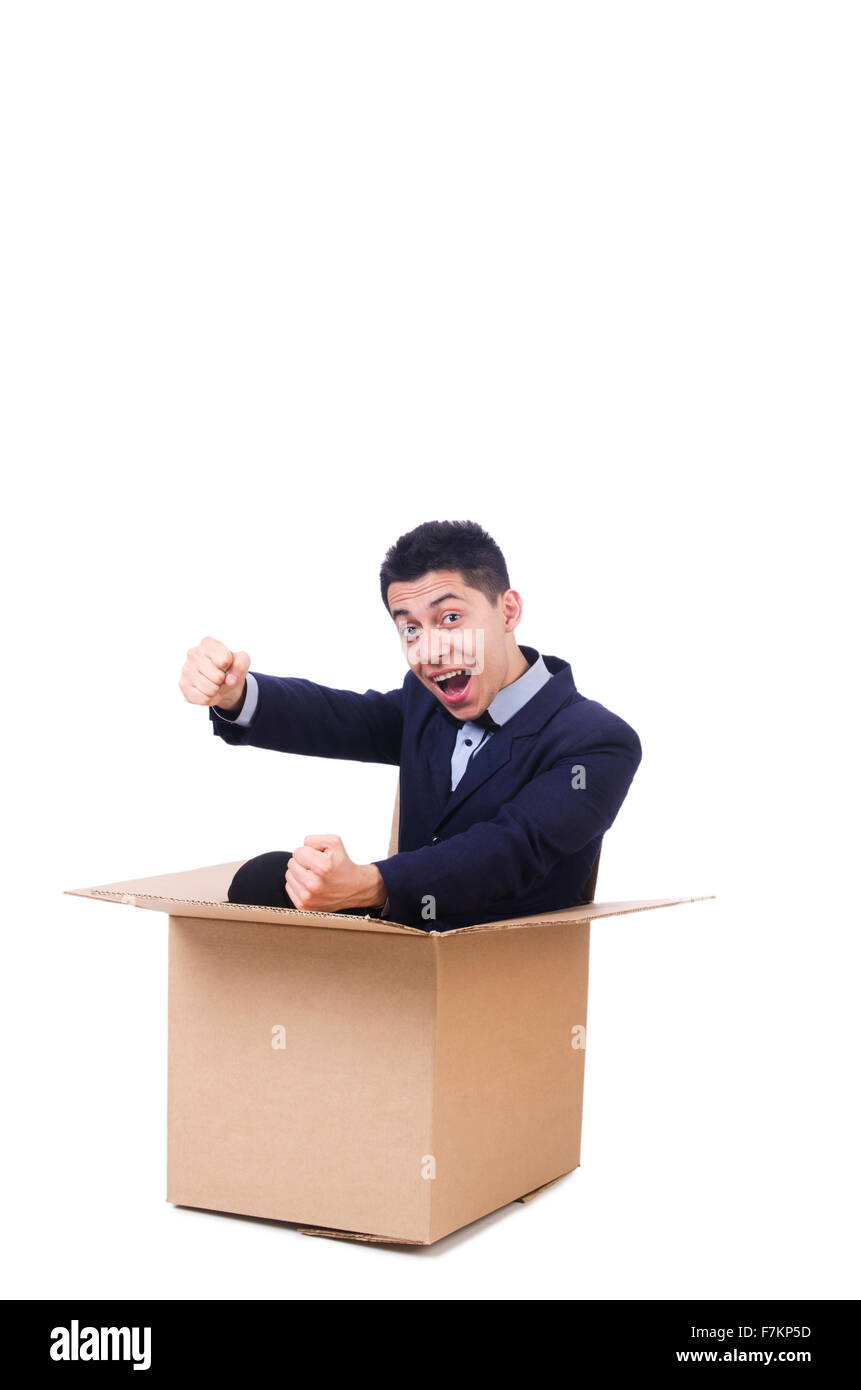 Funny man in the box Stock Photo - Alamy