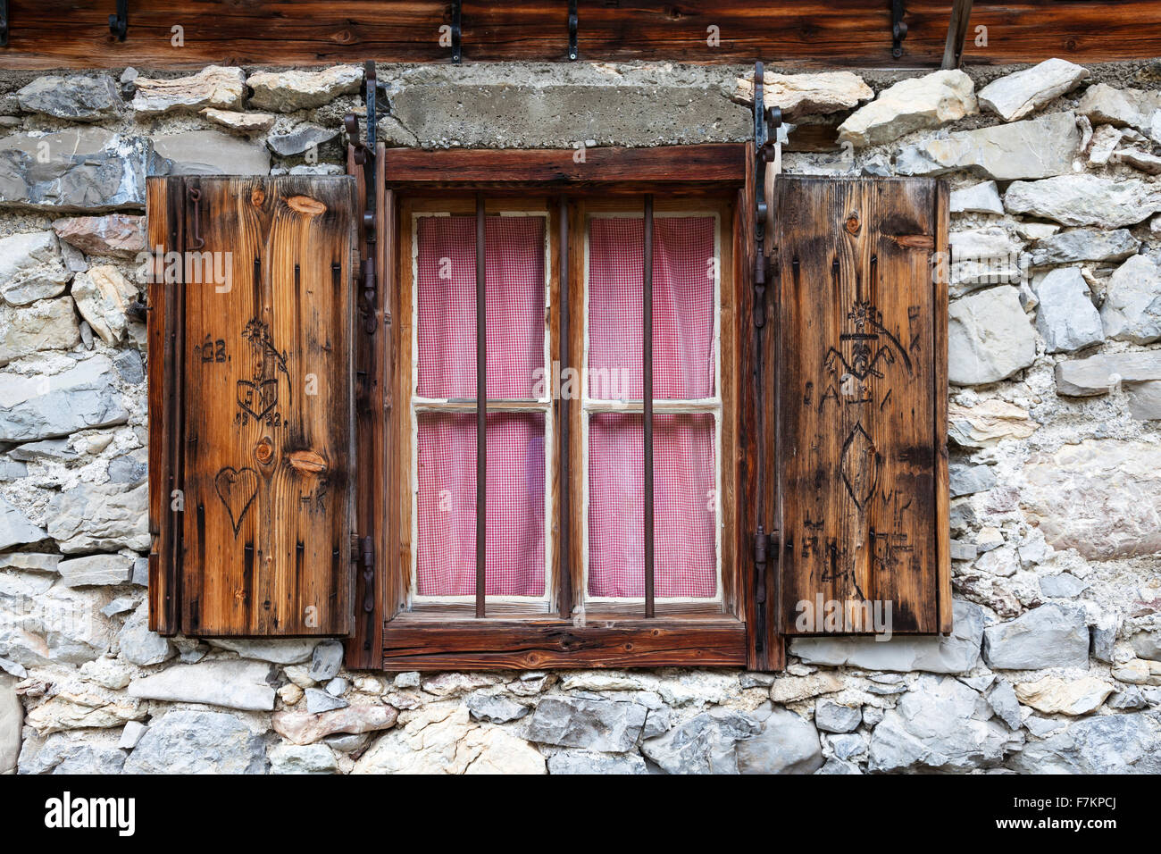 rustic window in a alpine hut Stock Photo - Alamy