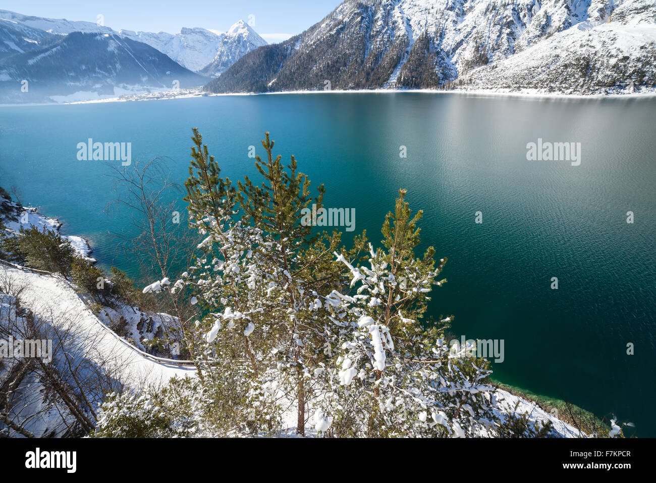Mountain lake winter landscape, Alps, Achensee, Austria Stock Photo - Alamy