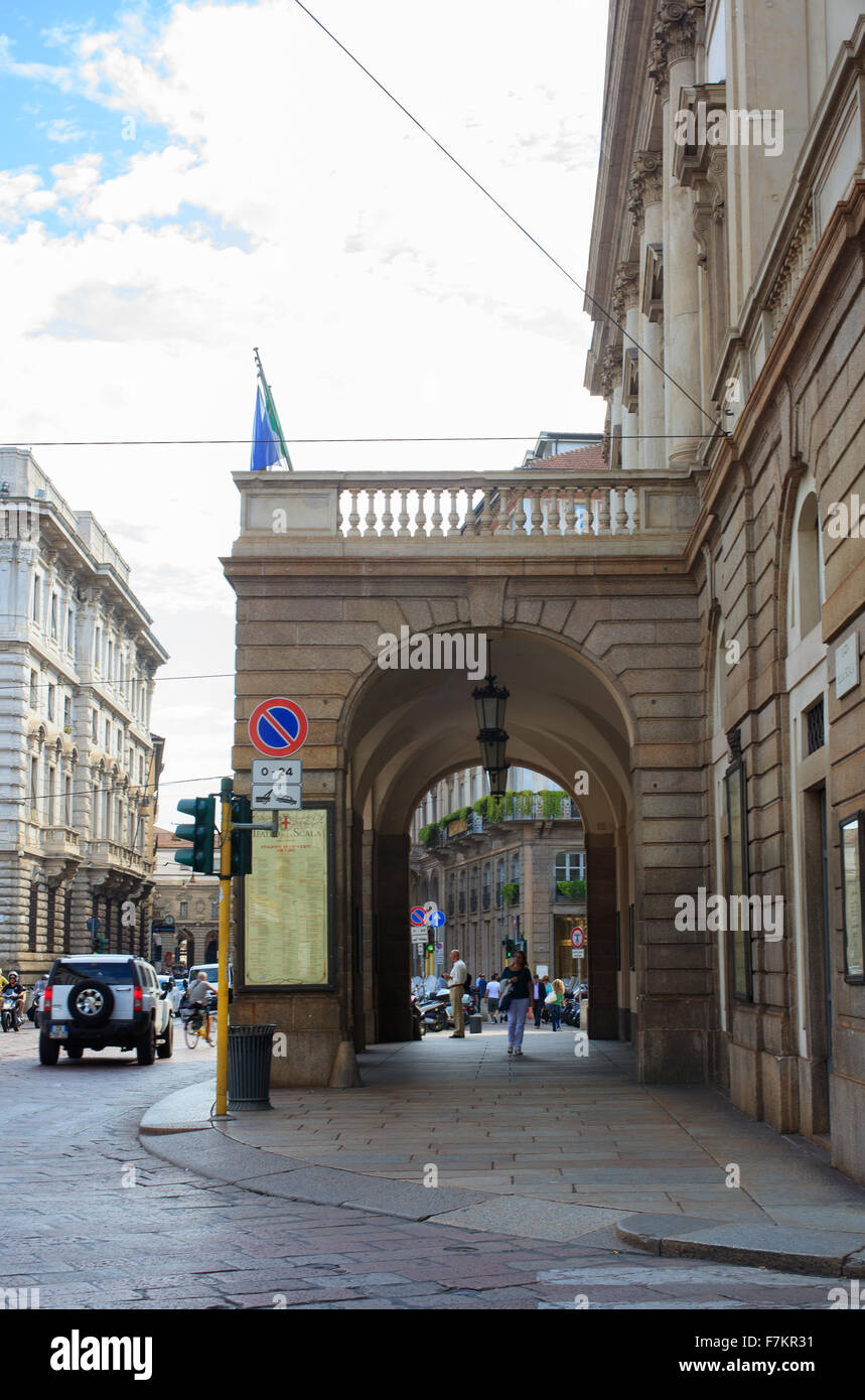 View of the arcade, Teatro alla scala in Milano Stock Photo - Alamy