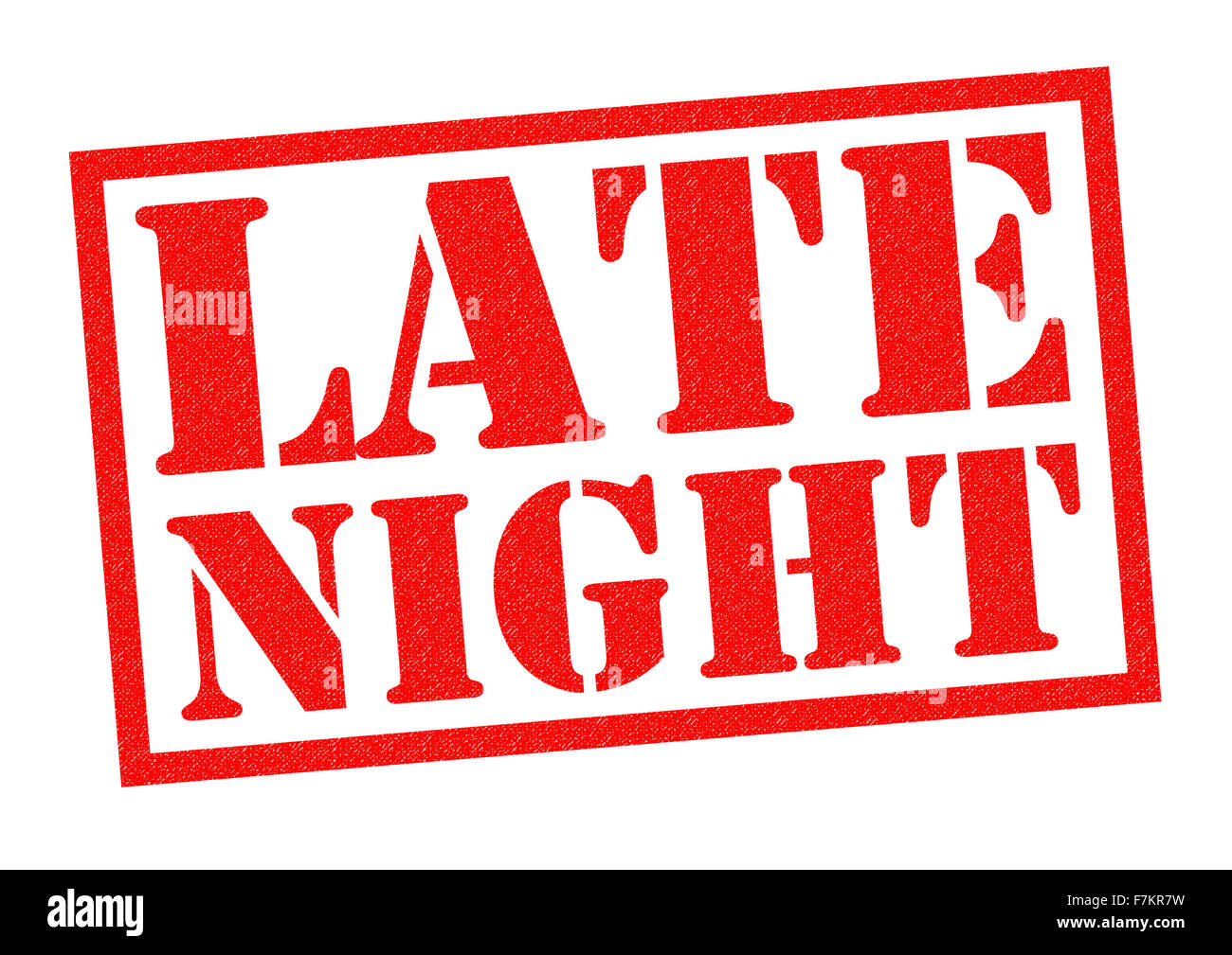 LATE NIGHT red Rubber Stamp over a white background Stock Photo - Alamy