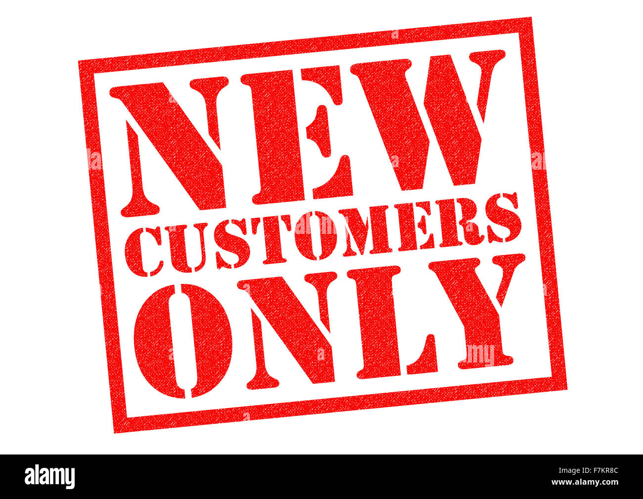 NEW CUSTOMERS ONLY red Rubber Stampover a white background Stock Photo ...