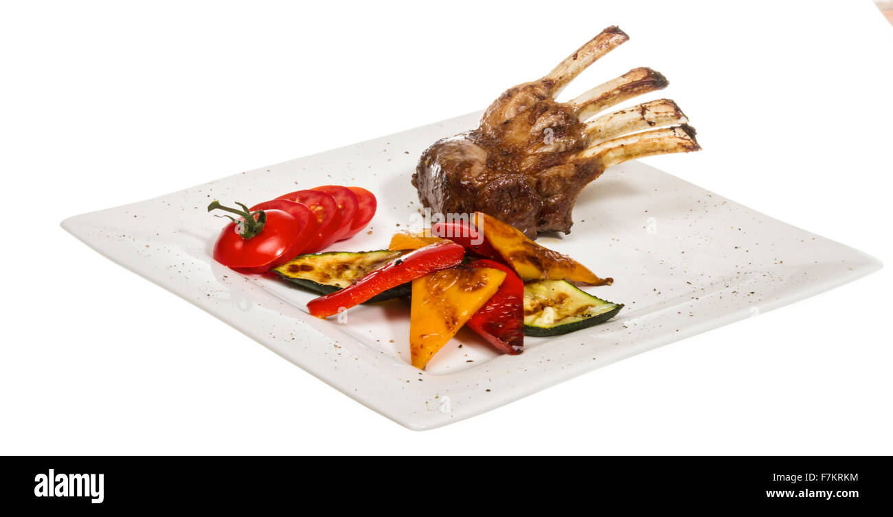 Gourmet Main Entree Course Grilled Lamb steak Stock Photo - Alamy