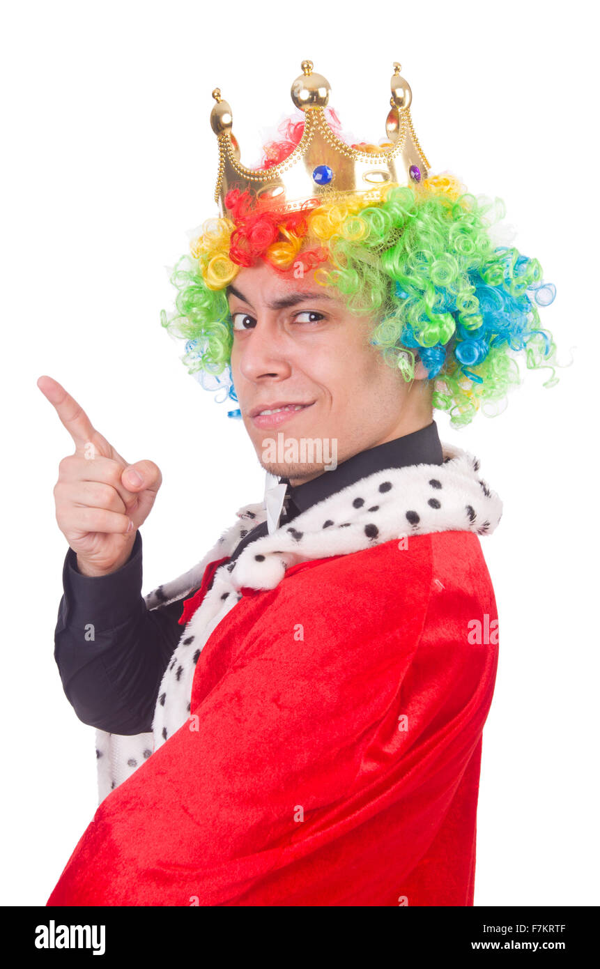 Businessman with crown isolated on white Stock Photo - Alamy