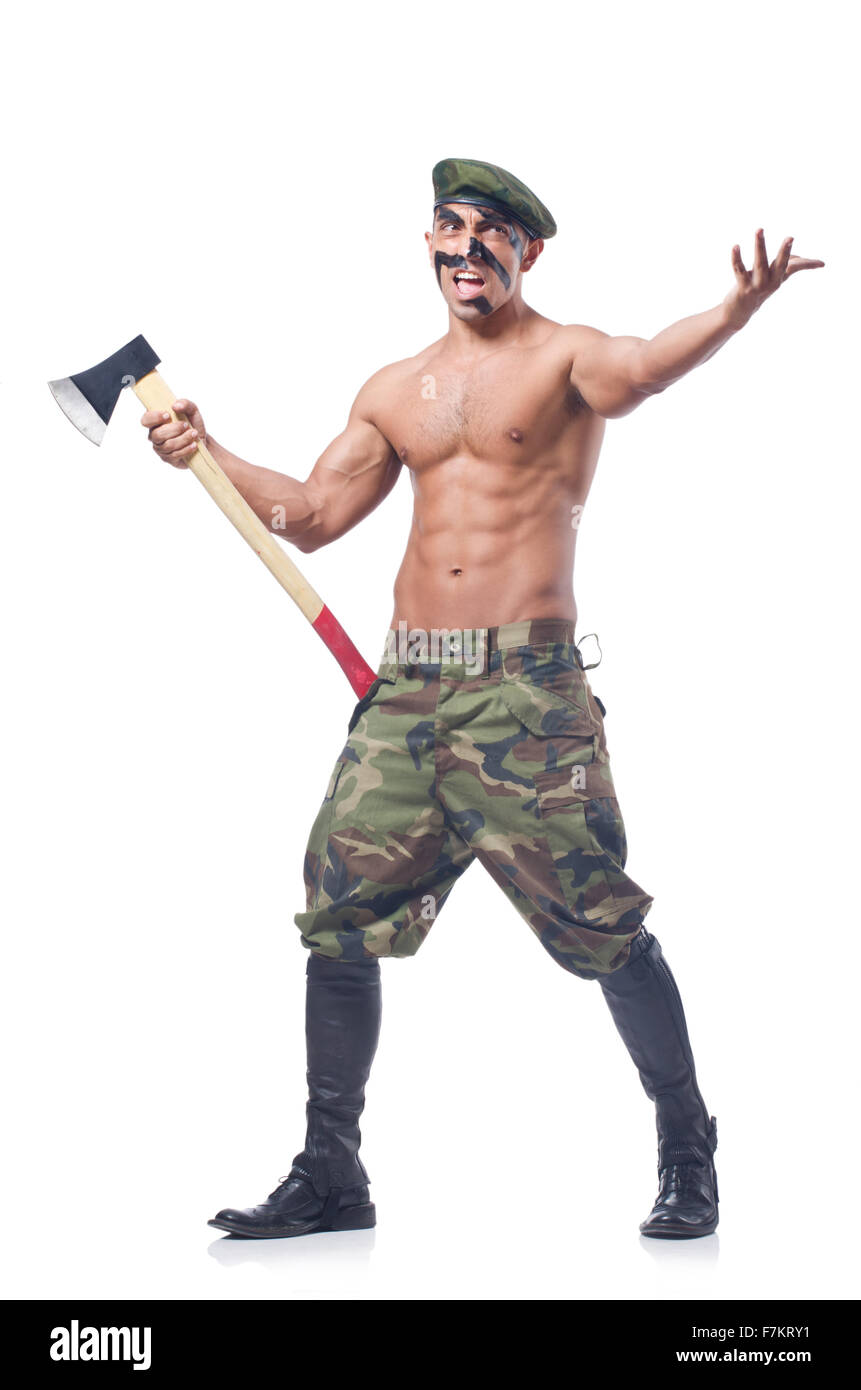 Soldier isolated on the white background Stock Photo - Alamy
