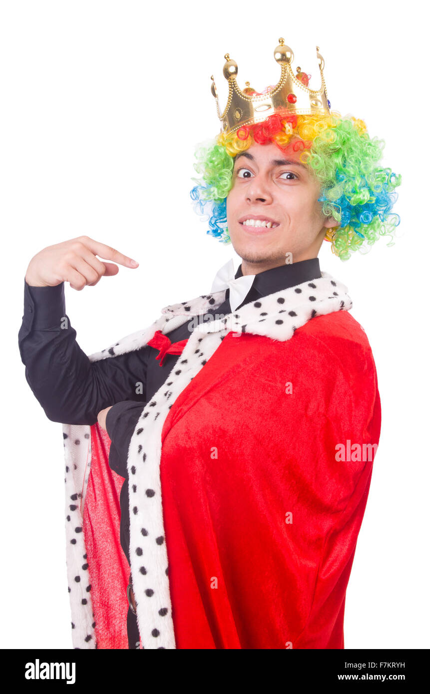 Businessman with crown isolated on white Stock Photo - Alamy