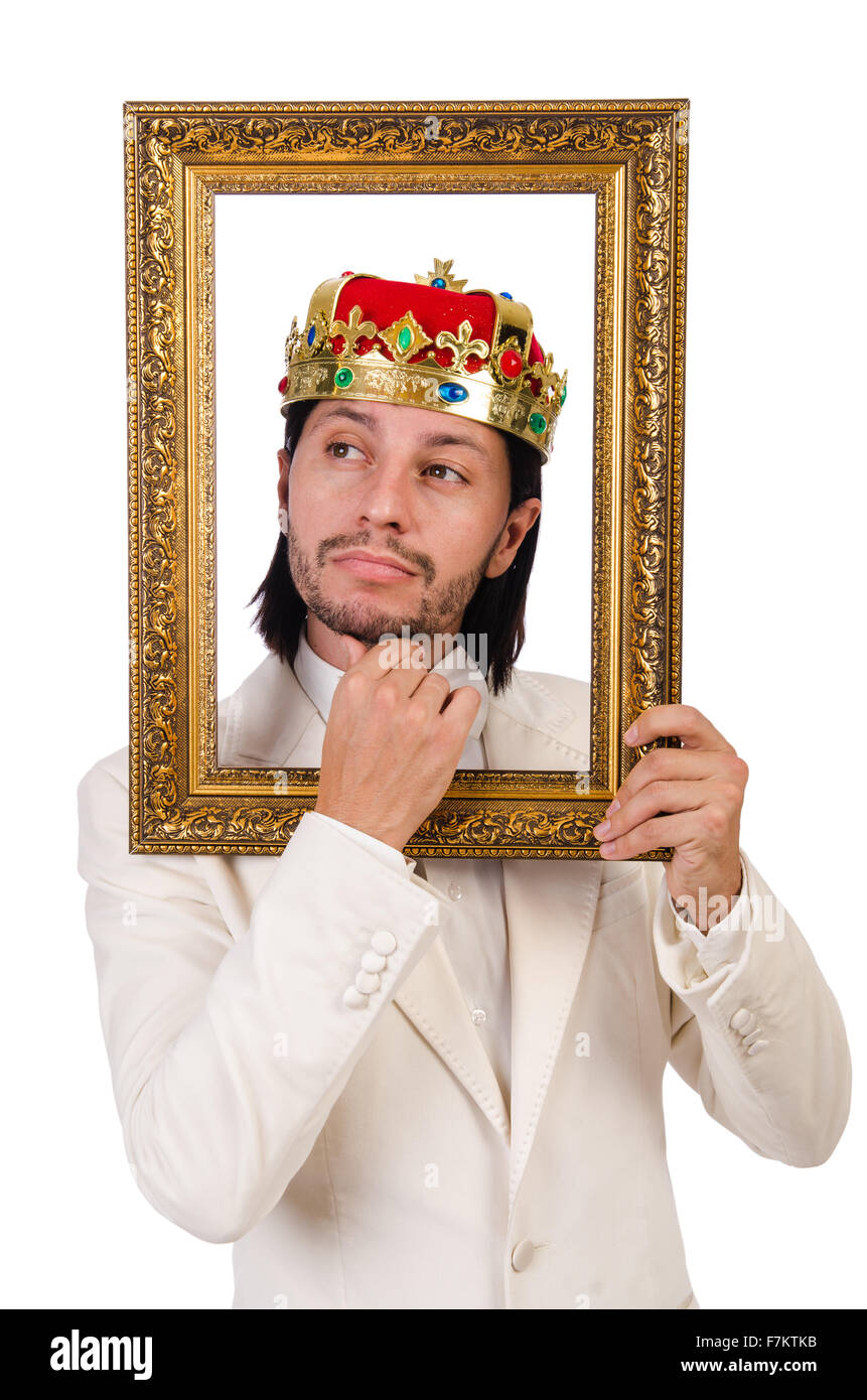 King with picture frame on white Stock Photo - Alamy