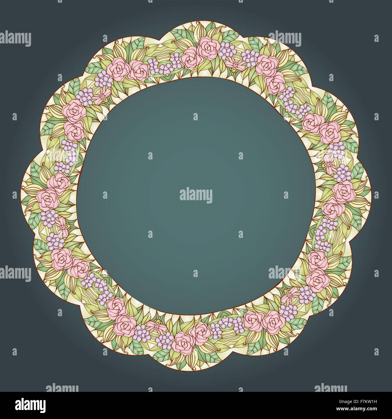 Vector vintage art nouveau floral rose wreath frame Stock Vector Image ...