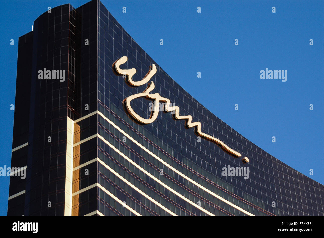 Hotel name sign at the top of the Wynn on Las Vegas Boulevard Stock ...