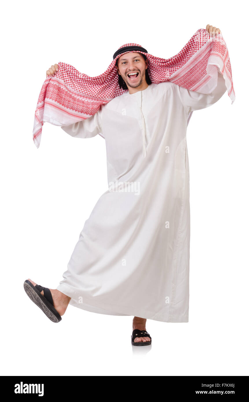 Dancing arab man isolated on white Stock Photo - Alamy