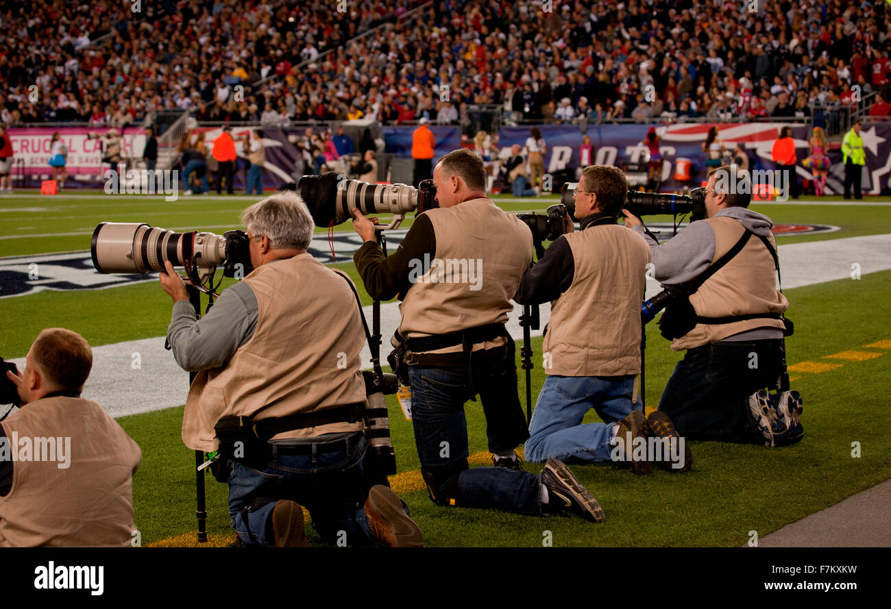 Professional Photographers take images from the sidelines at Gillette ...