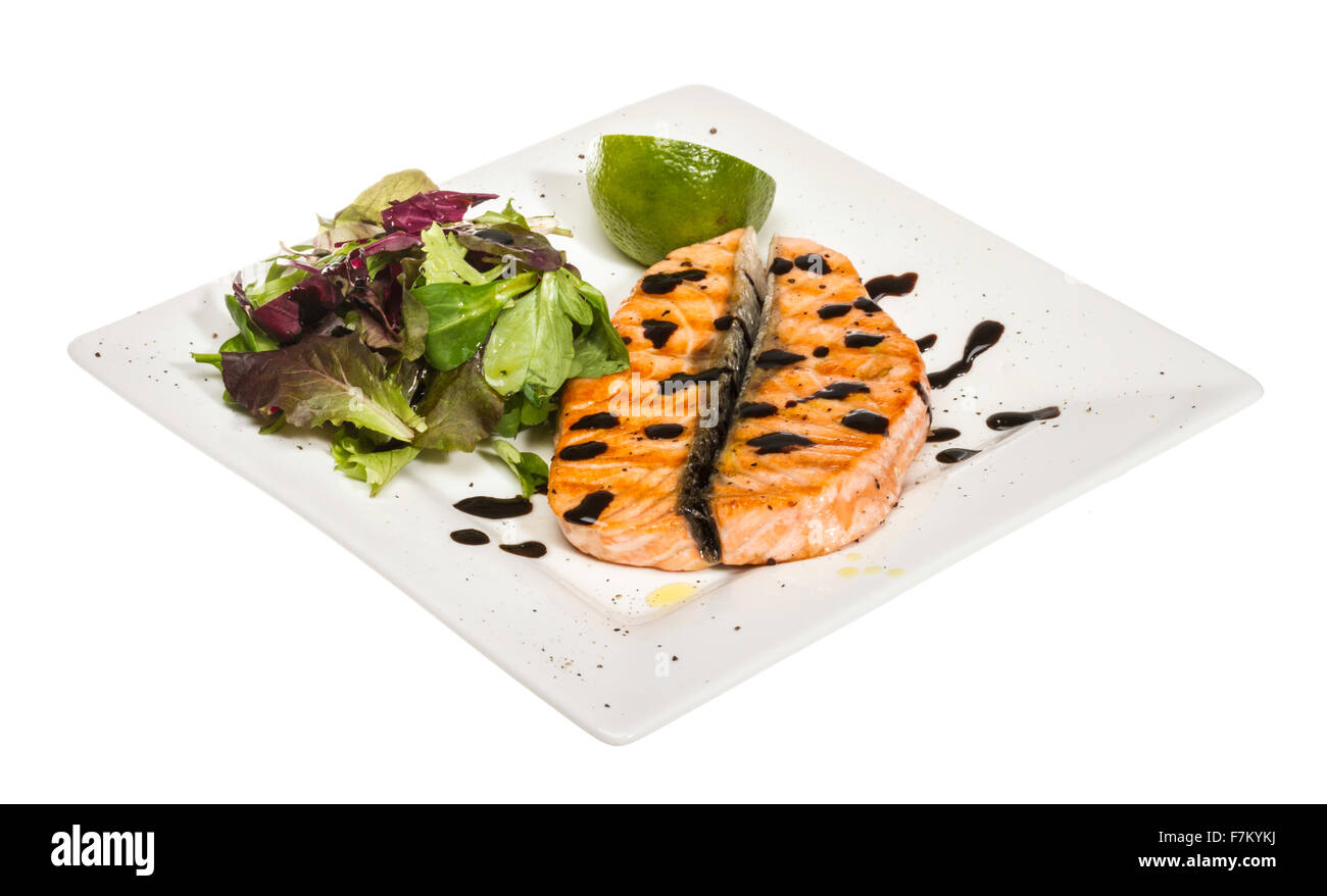 savory fish portion : roasted norwegian salmon fillet garnished with ...